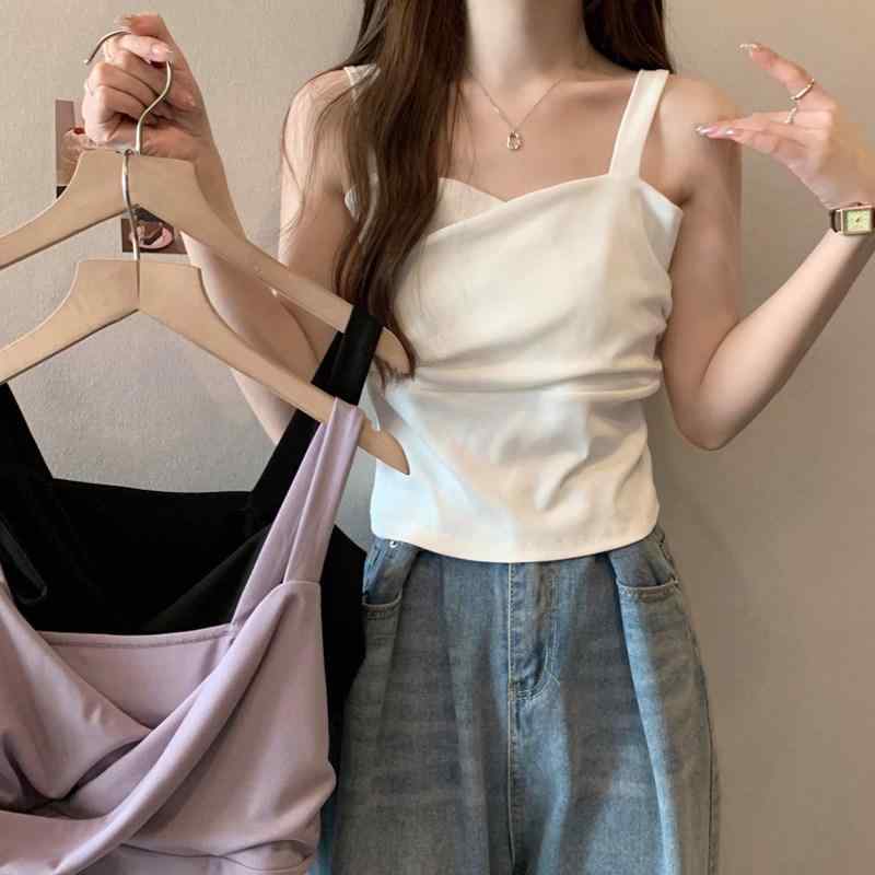 レディース キャミソール ホワイト 夏用 ノースリーブ ストラップ ショート丈 スリムフィット 痩せ見え 大サイズ インナー トップス 通勤用 普段使い 綿素材 軽量 伸縮性 吸湿速乾・・版型: スリム型・主な素材: ポリエステル96%.ポ...