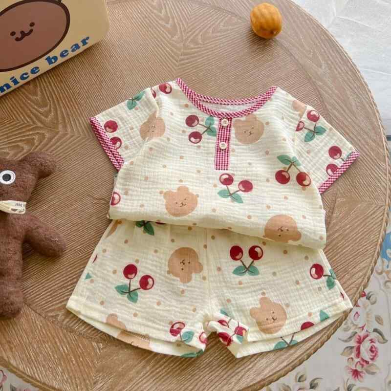 ベビー服 夏用 薄手 綿 ガーゼ キャラクター柄 短袖 トップス 短パン セット 1-2歳 男の子 女の子 部屋着 ホームウェア 通気性 吸湿速乾 軽量 カジュアル・スタイル: カジュアル・主な素材: 綿100%・対象年齢: 6ヶ月.9ヶ月...