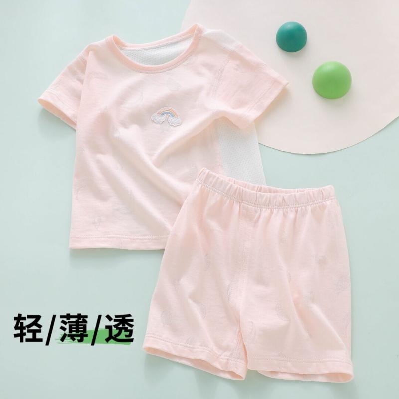 ベビー 夏 短袖 トップス ショートパンツ セット 薄手 綿素材 軽量 吸湿速乾 赤ちゃん 幼児服 快適 普段使い 室内着・スタイル: カジュアル・主な素材: 綿95%.ナイロン5%・タイプ: 分体セット・機能: 吸湿排汗.クール感.腹部保...