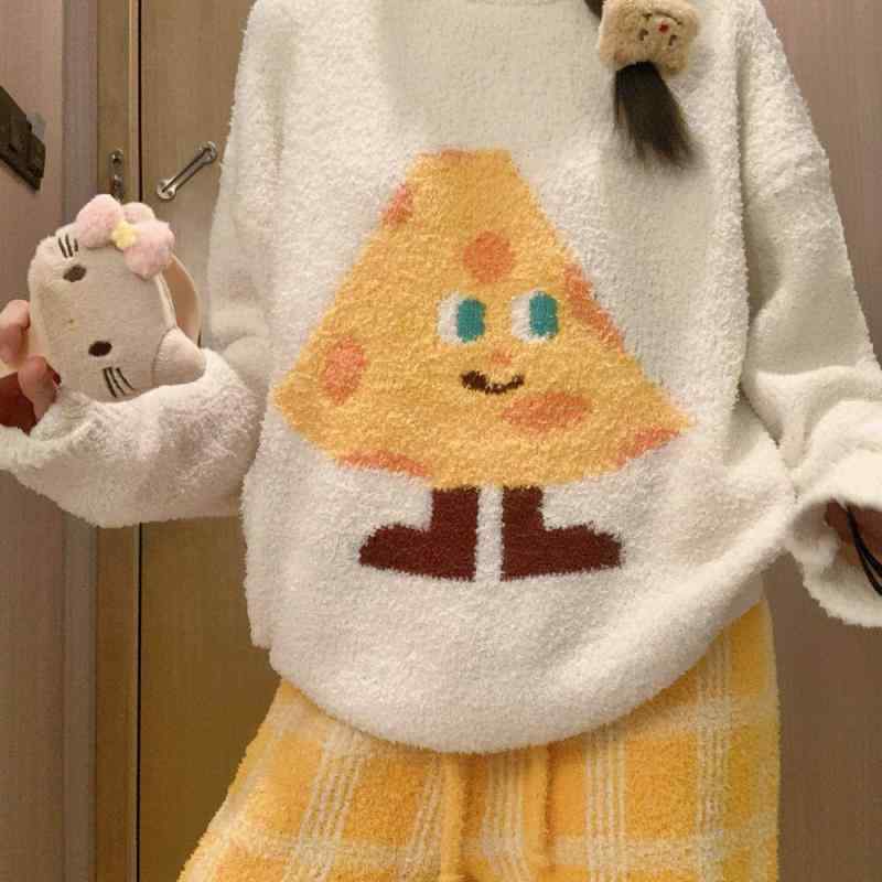 パジャマ 女性用 秋冬 厚手 保温 片面 フランネル 暖か 柔らかい かわいい アニメ柄 チェック ルームウェア セット 寝間着 部屋着・カテゴリ: ホームウェア・スタイル: カートゥーン・柄: チェックプリント・ボトムス丈: ロング・主な...