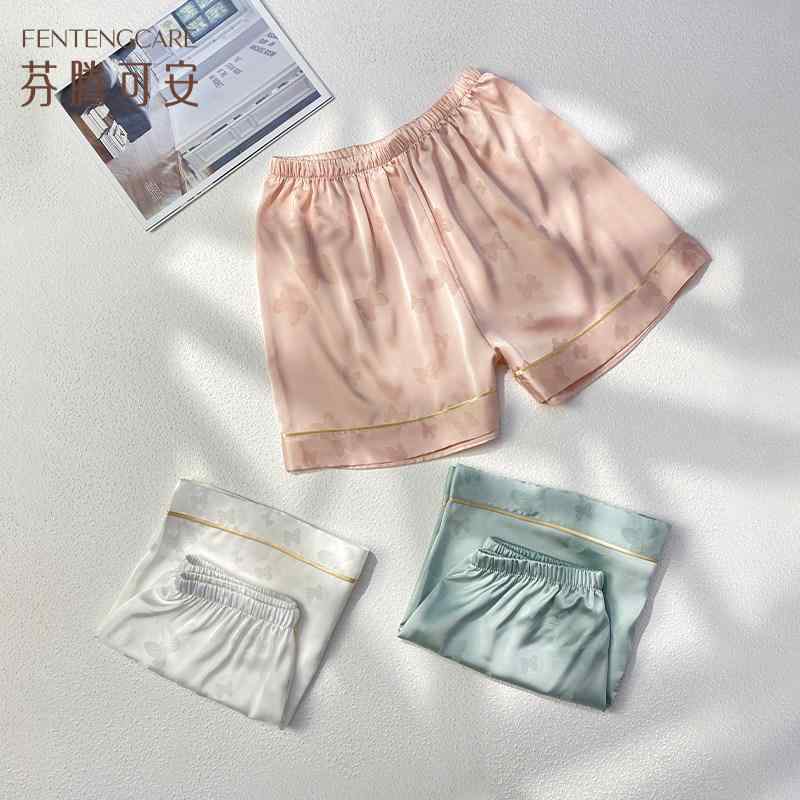 女性用 夏用 接触冷感 ルームショートパンツ 　調素材 フィット 外出対応 吸湿速乾 軽量 涼感 インナー ホームウェア カジュアル・スタイル: シンプル・柄: 幾何プリント・ウエスト高さ: 中腰・パンツ丈: ショート・主な素材: アイス　...