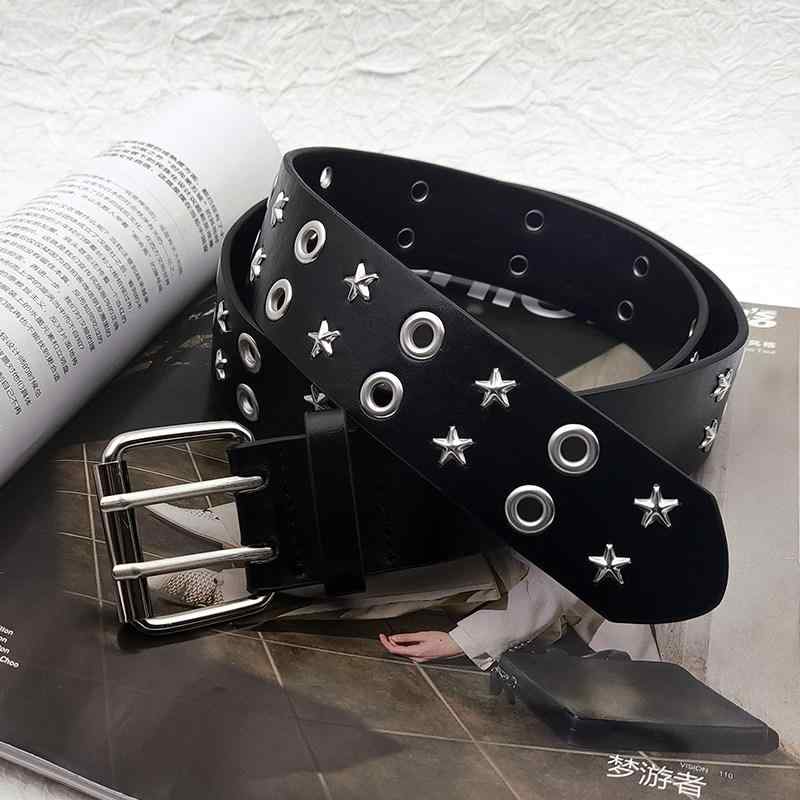 ベルト ユニセックス レトロ アメリカン スタッズ パンク 星モチーフ 金属バックル 革 カジュアル スタイリッシュ 普段使い・スタイル: 汎用・種類: ベルト・装飾: スタッド・幅: 3.8cm・対象年齢: 少年.若者・要素: ダブルバッ...