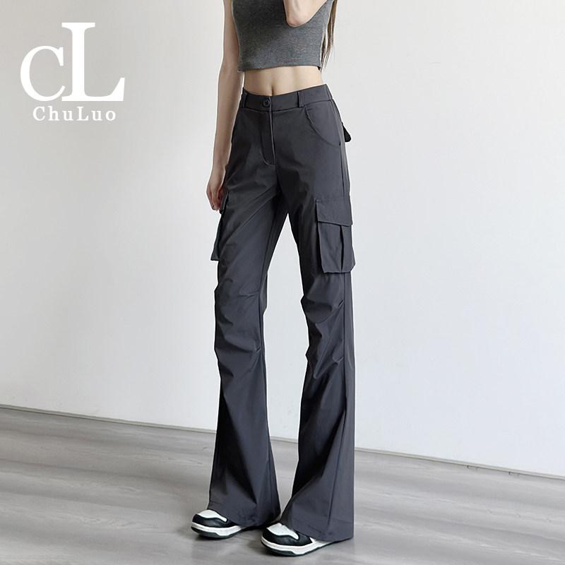 パンツ レディース 春夏 微フレア カーゴ 登山 アウトドア ミリタリー スタイル スリムフィット クール ストリート 小柄対応 フレアレッグ 軽量 伸縮性 吸湿速乾 通勤 普段使い デニム風・カテゴリ: パンツ・スタイル: ベーシック・:...