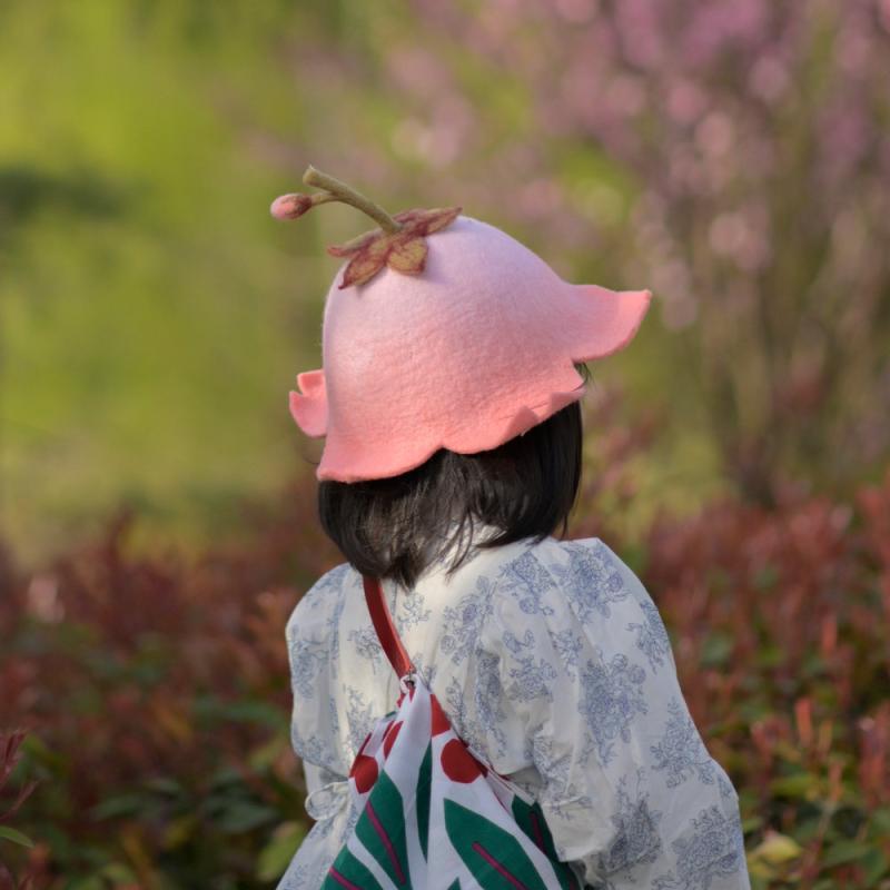 羊毛フェルト 花飾り かわいい ベビー 子供 大人用 帽子 桜 桃の花 モチーフ 軽量 柔らかい 素材 通年使い 普段使い・主な素材: 羊毛・サイズ展開: S（54-56cm）.M（56-58cm）.L（58-60cm）.XL（60cm以上...