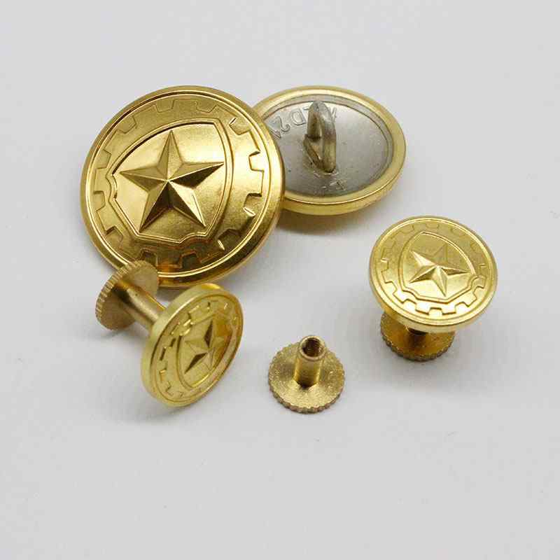 ボタン 銅 金属 盾型 コート 大衣 シャツ ジャケット 対応 耐久性 高級感 ファッション アクセサリー 通年使用・直径: 15mm, 22mm, 26mm・タイプ: 手縫いボタン, ネジ式ボタンW, ネジ式ボタンL・数量: 2個, 4個...