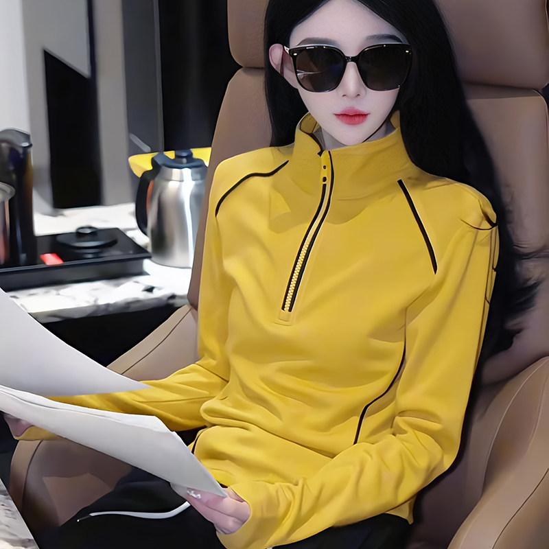 レディース 秋冬 イエロー ハーフジッパー スタンドカラー 長袖 トップス シャツ カジュアル 普段使い レイヤード インナー 軽量 伸縮性 吸湿速乾・カテゴリ: Tシャツ・スタイル: 韓版通勤・袖丈: 長袖・ネックライン: 立領・着丈: ...