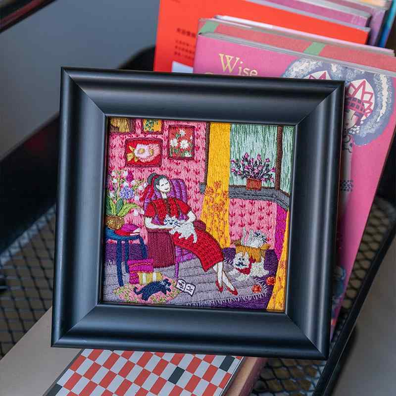 刺繍 キット ゆったり 時間 テーマ 小さい女の子 風景 満繡 材料 セット 手芸 初心者 向け 糸 布 セット かわいい モチーフ