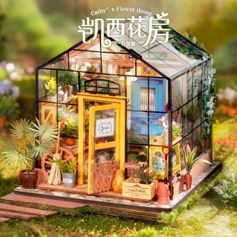 DIY ミニチュアハウス バラの花房 模型 芸術小屋 微縮シーン インテリアキット 木製組み立て 趣味工作 室内装飾 コレクションアイテム・対象年齢: 14歳以上・タイプ: 組み立て・素材: 木・玩具タイプ: 木製玩具・対象性別: 男女共通