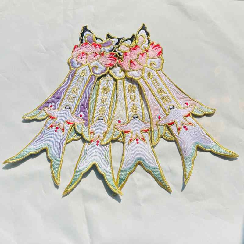 刺繍パッチ 春 凧 旗 桃花 柳緑 植樹記念日 撮影小道具 飾り 材料 布地 自然 風景 モチーフ