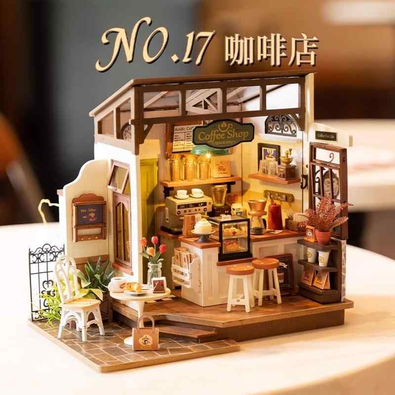 木製模型 女性用 DIY カフェ店 小屋 組み立て ミニチュア ハウス ブロック インテリア 趣味 キット 木質 拼装 積木 手工・カテゴリ: 木製玩具・主な素材: 木・対象性別: 男女・対象年齢: 10歳～14歳以上・タイプ: 組み立て式