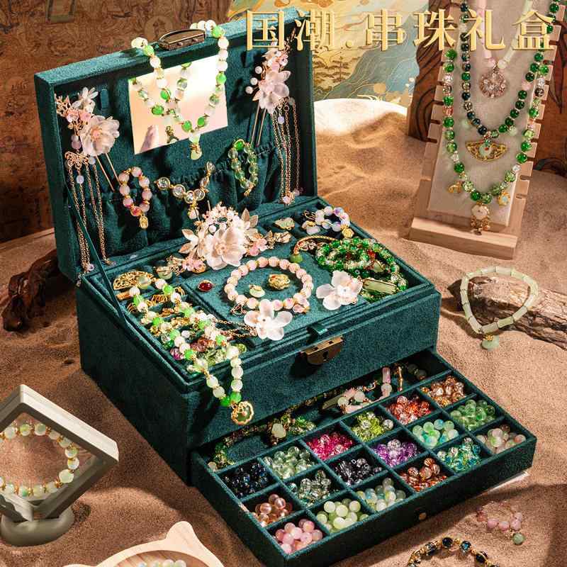 玩具 女の子用 ビーズ ブレスレット DIY キット レトロ ジュエリーボックス アクセサリー 収納 創造遊び 室内 かわいい ・性別: 女性