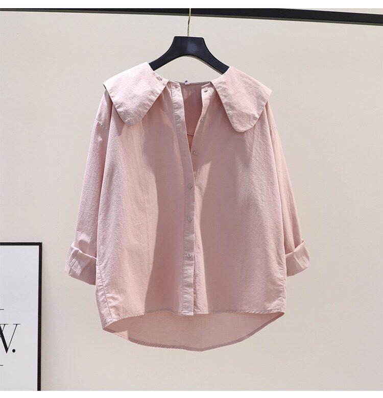 春夏 綿麻 シャツ 黄色 ドールカラー ゆったり 長袖 トップス 減齢 かわいい 吸湿性 通勤 普段使い 軽量 涼しい 女性用・.簡約・柄: 無地・ネックライン: ラウンドネック・タイプ: 開衫・カラー展開: 白色.杏色.黒色.藕粉色・サイ...