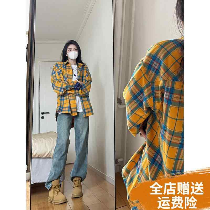 シャツ レディース 大きいサイズ ぽっちゃり対応 春秋 風 レトロ イエロー チェック柄 UVカット 防紫外線 性 カジュアル トップス 軽量 通勤 普段使い・適用年齢: 18-24歳・サイズ展開: M,L,XL,2XL,3XL,4XL・柄...