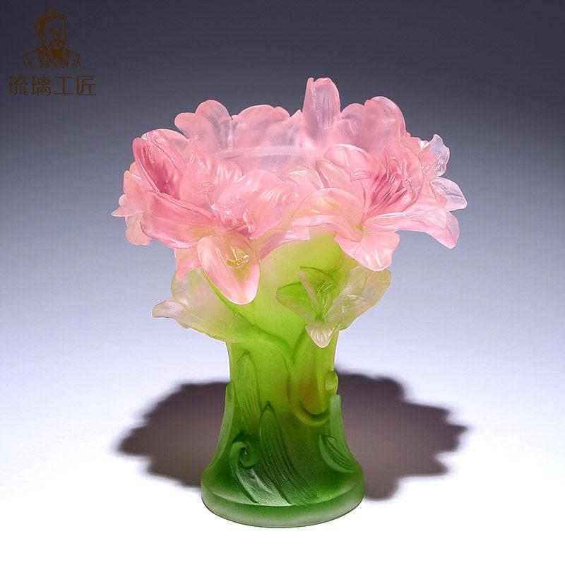 花瓶 置物 ユリ 琉璃 水晶 クリスタル ガラス リビング インテリア デコレーション 透明 美しい モチーフ・スタイル: 自然・形状: 植物・対象: 友達・シーン: 引っ越し祝い・使用スペース: デスク・機能: 収納・タイプ: 置き物・素...