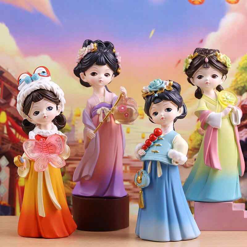 樹脂置物 インテリア 寝室用 玄関用 リビング用 デコレーション モダン 華やか 装飾品 ホーム雑貨・スタイル: 国潮・形状: 人物・タイプ: 国風置物・素材: 樹脂・対象: 友達・シーン: 誕生日・空間: リビング・技法: 半手工