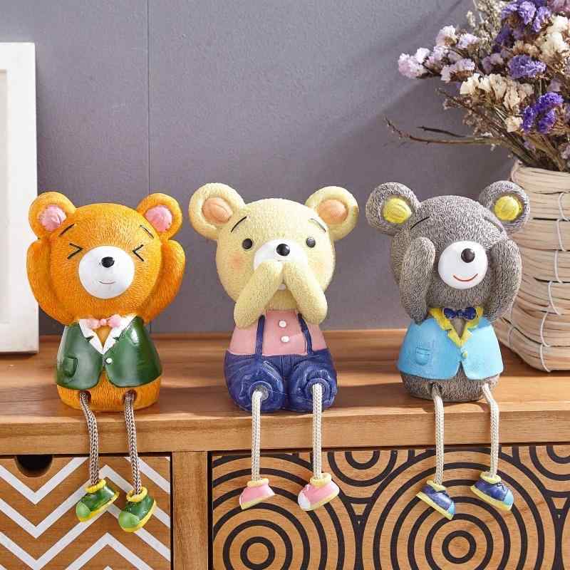 インテリア かわいい 吊り下げ 人形 小さい 置物 ユニーク 装飾品 家庭用 リビング 浴室 寝室 室内 飾り レイアウト・素材: 合成樹脂・スタイル: 卡通・使用空間: 寝室・展開: 三匹の小熊.加油 奋斗.堅持.愛と夢.明日你好.考神附...