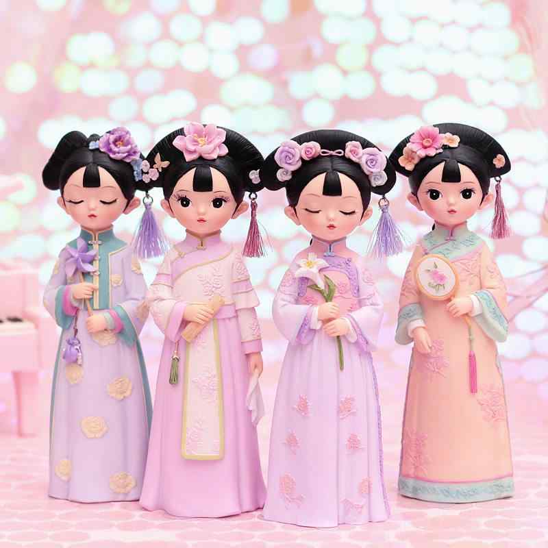 かわいい 宮廷風 樹脂 人形 女の子 部屋 飾り 小 置物 インテリア 少女心 ディスプレイ コレクション ギフト ラブリー プリンセス スタイル デコレーション・スタイル: 新中式・素材: 合成樹脂・適用空間: 書斎・カラー展開: 佳人吹...