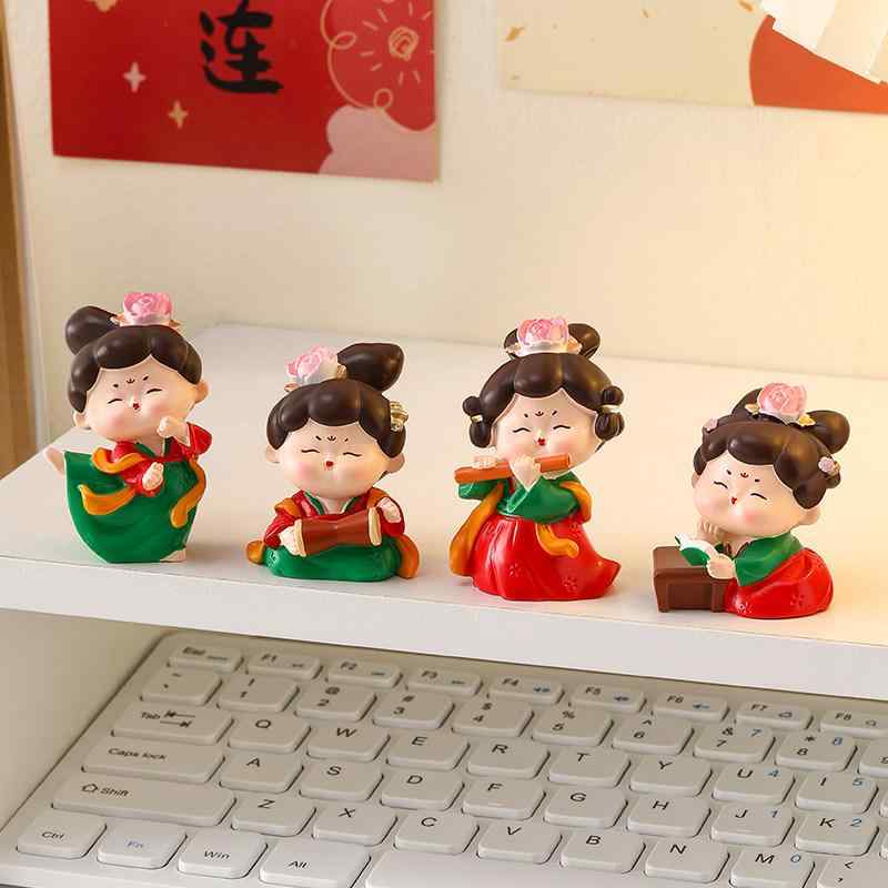 デスクトップ フィギュア 古風 侍女 オフィス デスク 癒し インテリア 小型 置物 ストレス ケア リラックス グッズ ミニチュア 飾り 感情 安定 工作 模型・スタイル: 国潮・形状: 人物・対象: 友人・同僚・適用シーン: 日常贈り物...