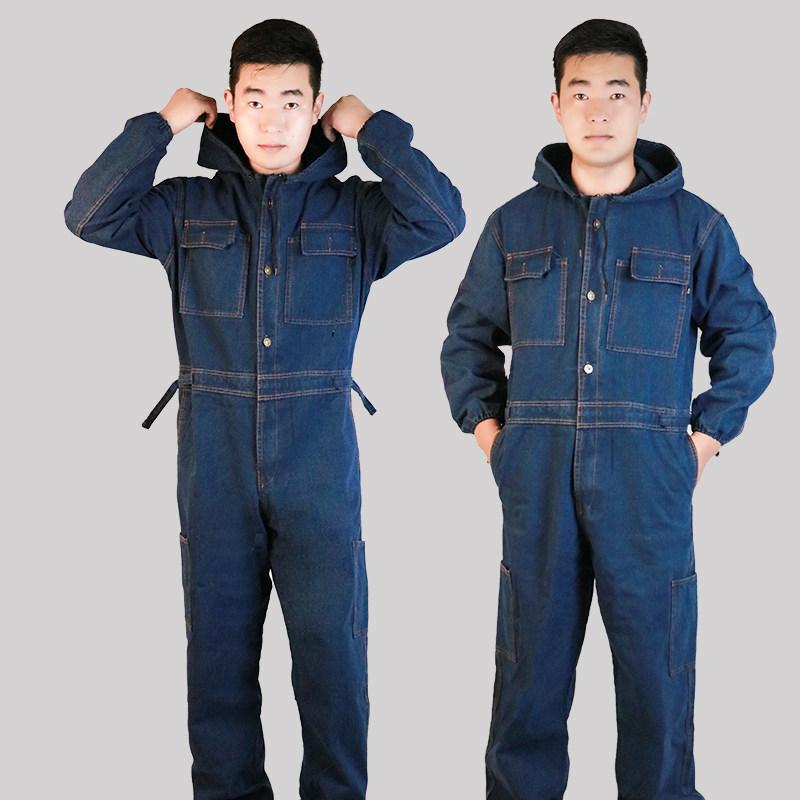 メンズ デニム つなぎ 作業服 自動車修理 工地 作業用 耐摩耗 一体型 防塵 保護服 薄手 耐久性 軽量 ワークウェア・重量: 1.4kg・機能: 通気性・フード: あり・サイズ展開: M,L,XL,XXL,XXXL,XXXXL,5XL・...