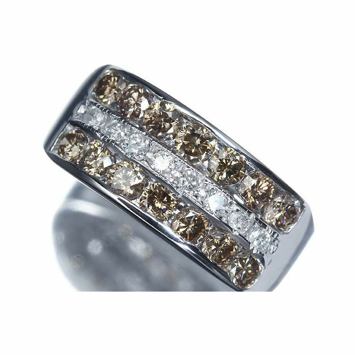 ■商品説明■ ◆豪華絢爛！！！ 上質ブラウンダイヤ＆上質クリアダイヤ 総計1．00ctを贅沢に宝飾した、超高級リングをご紹介いたします！！！ 2色の上質ダイヤモンド 総計1．00ctのボリューム感が素敵なこちら！！！ 上質ブラウンダイヤの上...