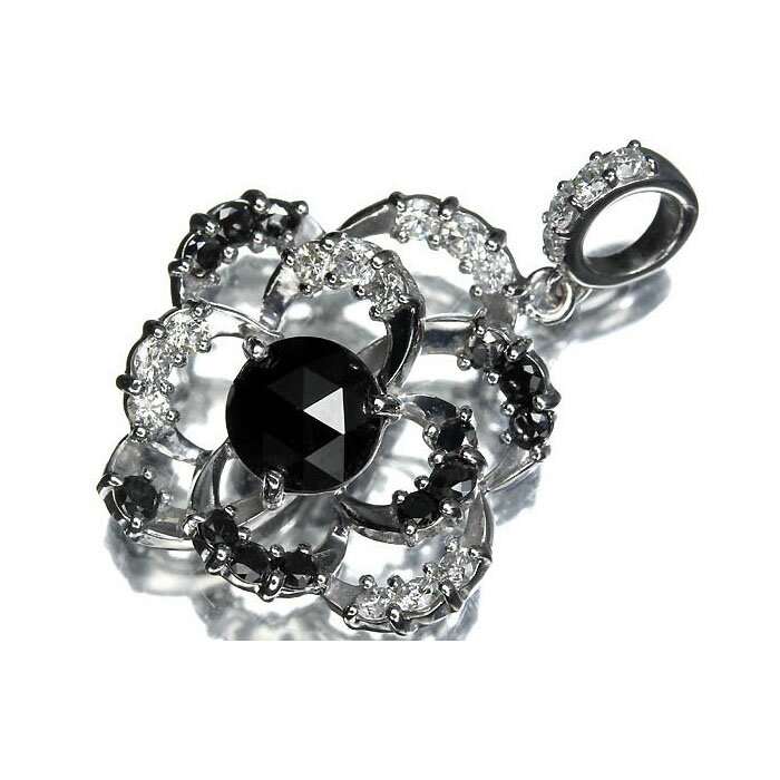 ■商品説明■ ◆豪華絢爛！！！ 上質ブラックダイヤモンド 特大1．03ctと、上質脇石ブラックダイヤ＆上質クリアダイヤを贅沢に宝飾した、高級ペンダントヘッドをご紹介いたします！！！ こちらは1石で1．03ctと特大サイズで、上品なローズカッ...
