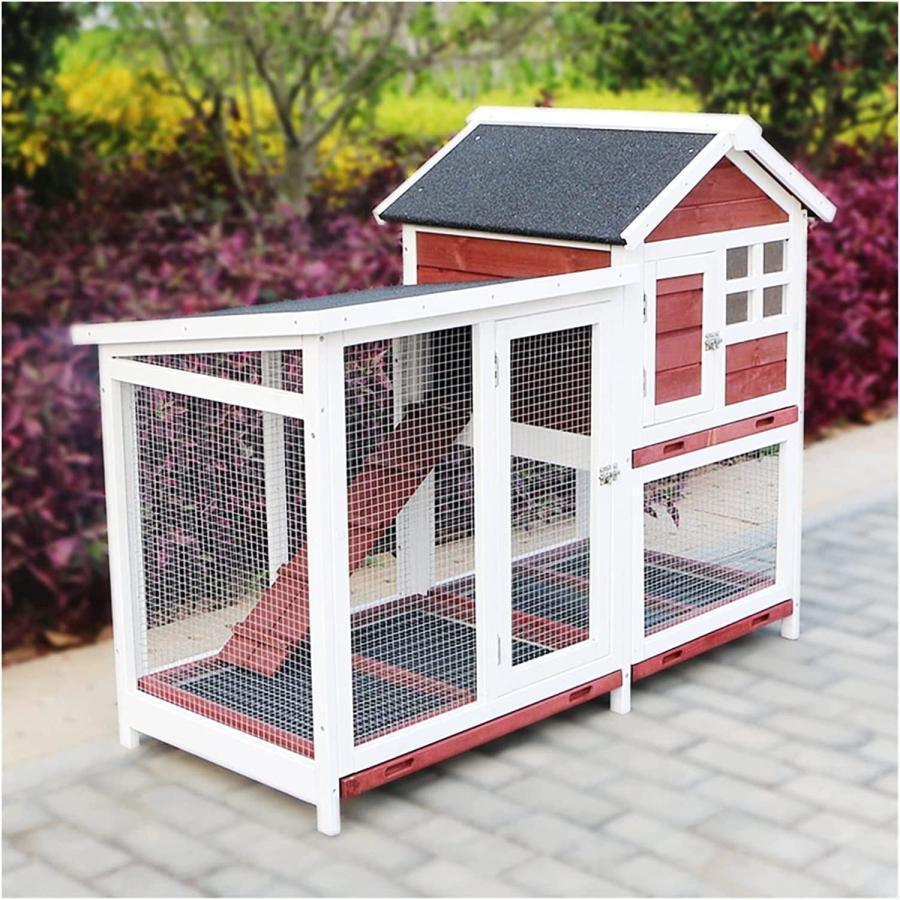 屋外ウサギケージ木製鶏小屋 ウサギケージ うさぎケージ ウサギ小屋 うさぎ小屋 ラビットケージ屋外二層木製チキン小屋 木製小動物 アパートメント フラット換気