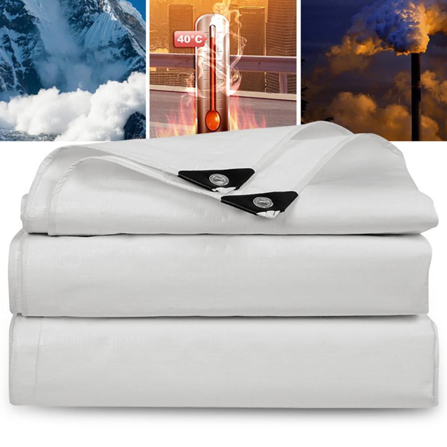 万能防水シート、超厚手の防水ターポリン、軽量、柔らかく、持ち運びに便利な屋外用日よけ、ターポリン耐久性、使いやすい 白