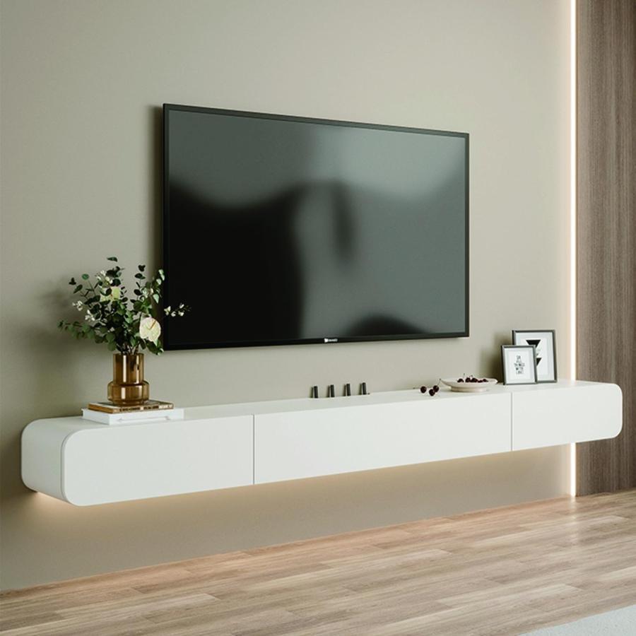 テレビ ローボード - フローティングテレビ台 - テレビフローティングシェルフ - テレビ台 壁掛け式、120/160cmウォールマウントメディアコンソール、ホワイトフ*小さな引っかき傷や衝突、変形、破損、塗装の剥がれが発生する可能性があ...