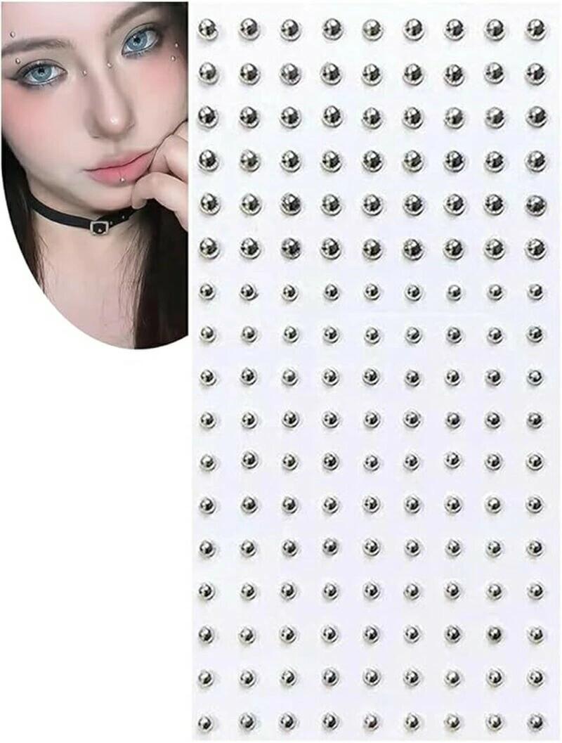 【高品質素材】素材はアクリル/樹脂、安全で無毒、丈夫で耐久性があり、安全に使用でき、皮膚を傷つけません。【ピアス不要】パッチデザインを採用し、ピアスピアス シール、顔、体、手など、リップスタッズを外して、貼りたい肌に貼るだけで、簡単安全に使...