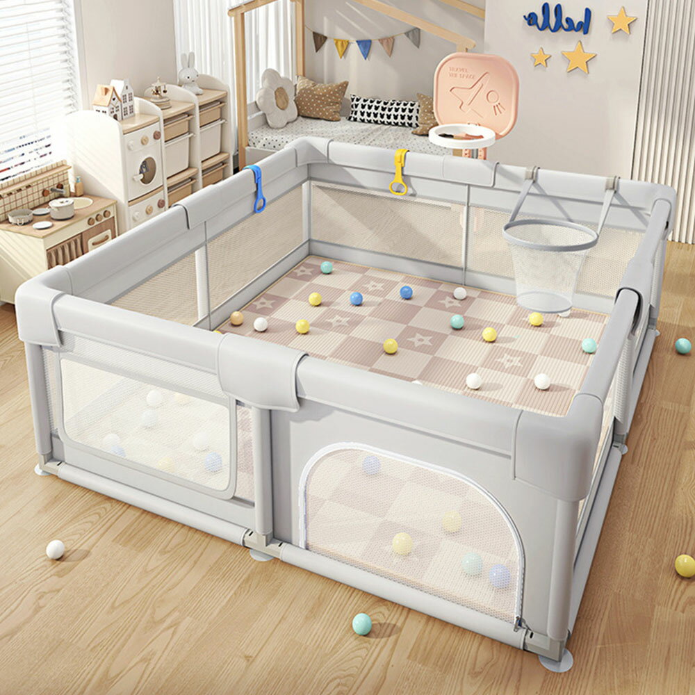商品情報【商品名】【送料無料】ベビーサークル メッシュ 四角 200cm×180cm 約2畳 通常サイズ ハイタイプ ファスナー扉付き ベビーサークル 組み立て式 洗えるカバー 赤ちゃん お昼寝 安全 柵 セーフティーグッズ【商品説明】※注...