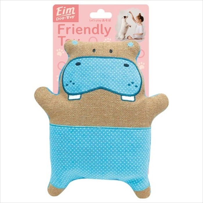 特徴 可愛いカバ形のトイ！ わんちゃんのお友達にもぴったりです！ 丈夫で噛み心地のよい麻素材生地と裏面は柔らかい起毛生地を使用しています。 また、触るとシャカシャカと音が鳴ります。 お腹部分には押すと音が鳴るスクイーカーが入っています。 ＜...