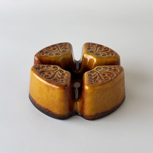 イギリスにて買い付けました、ドイツ Scheurich(シューリッヒ)社のティーポットウォーマーです。深みのあるハニーゴールドから、縁へ向かってやさしく焦げ色へと移ろう釉薬。天面には、くるりと優雅な曲線模様が施され、どこか北欧の森を思わせる...