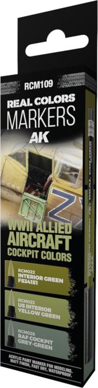 AKインタラクティブ AKリアルカラーマーカー WW2連合軍コクピットカラー 3色セット 模型用水性マーカー RCM109水性塗料のマーカーです。オリジナルのカラー再現にこだわった、水性アクリル系塗料を使用。ペン先は筆ペンになっており、細い...