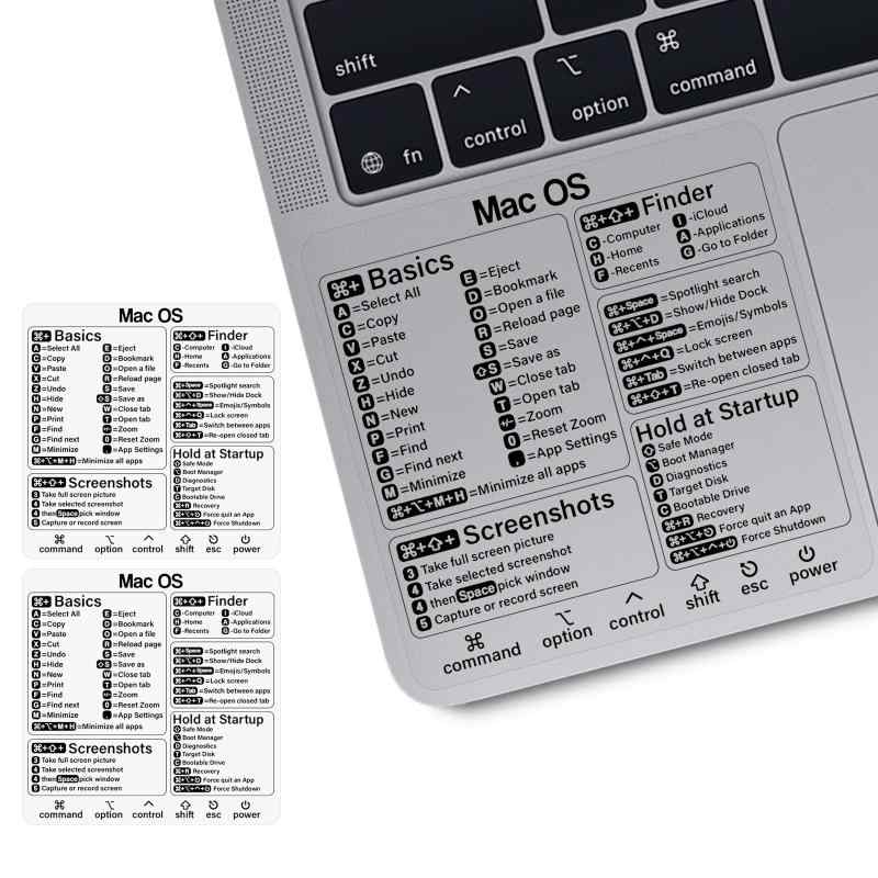 Mac Shortcut Sticker - Mac OS Shortcuts Sticker (M1+Intel) + Word/Excel, Laptop Keyboard Shortcuts Stickers for MacBook,...