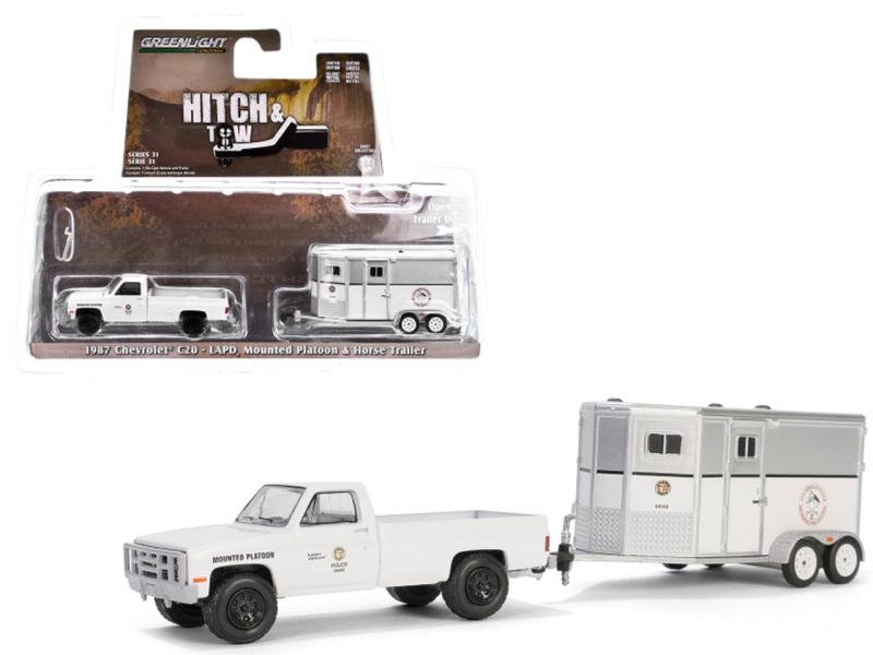 グリーンライト 1/64 LAPD シボレー C20 1987 + トレーラー Greenlight Search &amp; Rescue 警察車両 ポリス [並行輸入品]Greenlight製 1/64スケールダイキャスト製