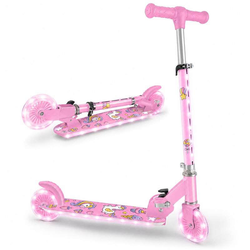 キックスクーター 子供 2輪 キックボード 3歳〜12歳向け 4段階高さ調整 折りたたみ式 車体LEDライト7モード 滑り止めデッキ TPRハンドル アルミ車杆 後輪ブレーキ 軽量約3.3kg 耐荷重50kg 外遊び 【車体LEDライト7モ...