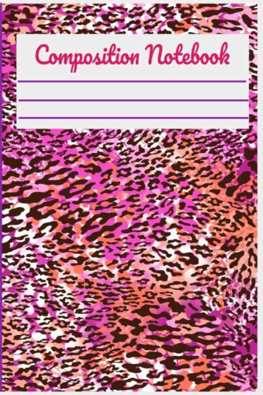 Pink Leopard Composition Notebook: Wide ruled Notebook Paper