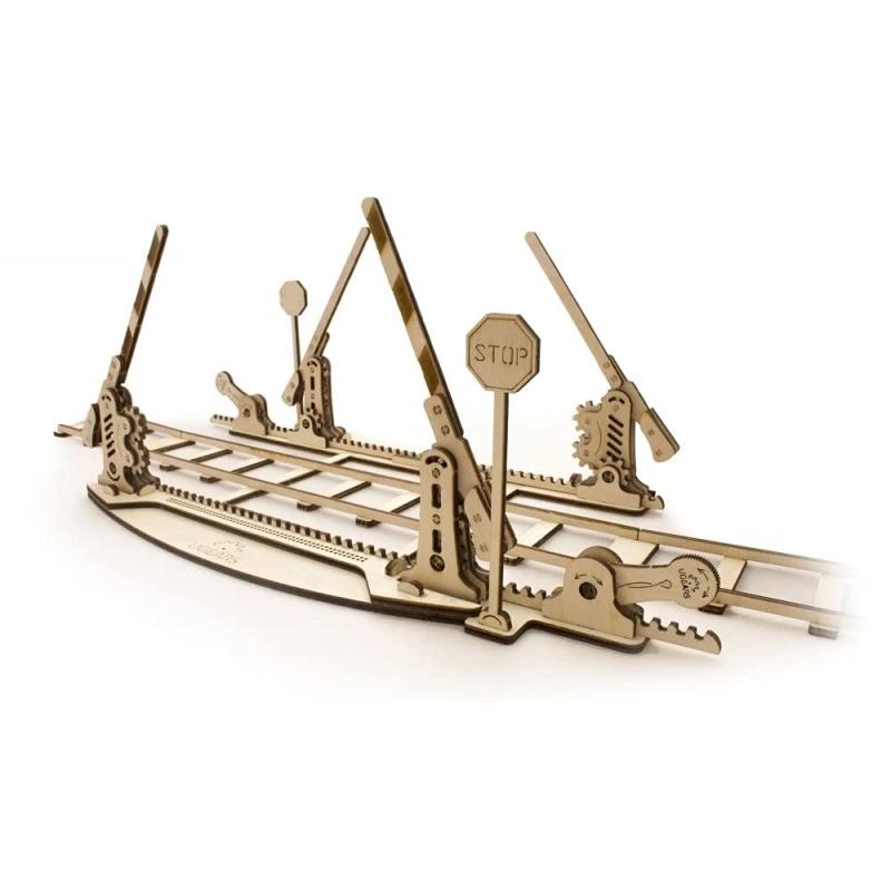 Ugears ユーギアーズ Set of rails with crossing レールと踏み切り；70014 木のおもちゃ 3D立体 パズルパズルセットレール - 組み立てが簡単な3D木製パズルで、興奮のペースを速める準備をしましょう。 ...