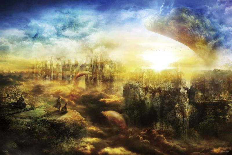 1000ピース ジグソーパズル 齋藤亮太 希望への道 【光るパズル】 (50x75cm)廃城が連なり橋のように続く、雲の上の世界。途切れ途切れの橋は、決して平坦な道ではない。しかし、道しるべのように、確かにたどり着く場所へと続いている。向か...