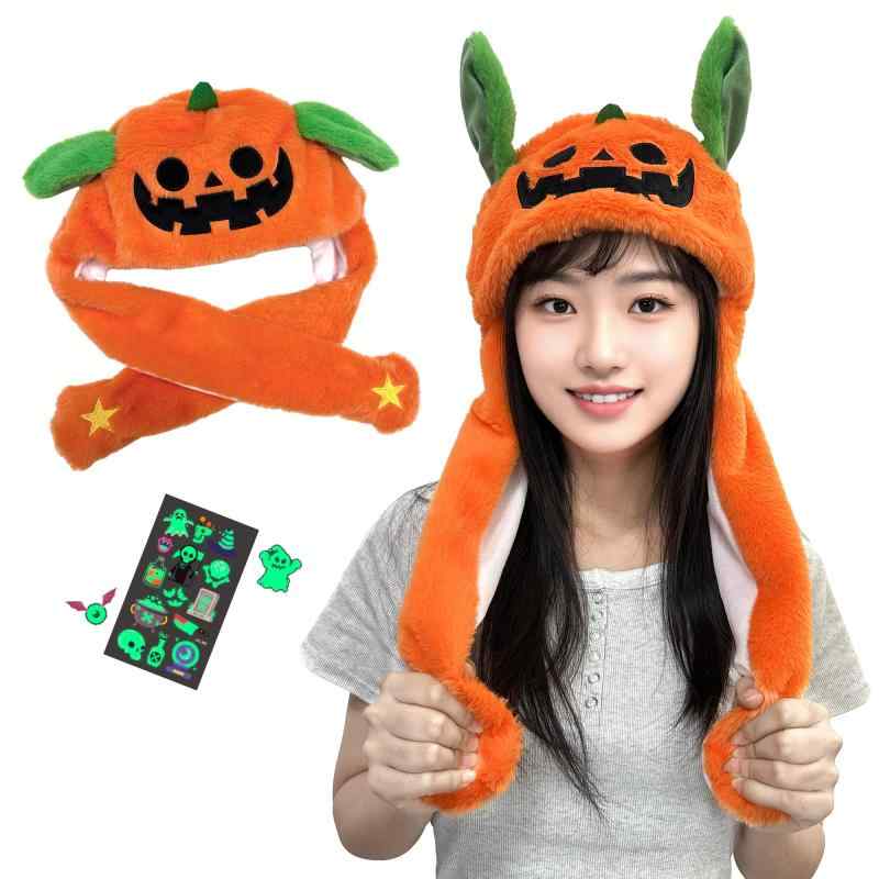 [GOKEI] ハロウィン 帽子 耳ピコピコ かぼちゃ 耳が動く帽子 アニマルキャップ 変装 かぶり物 コスプレ 大人 子供 クリスマス 仮装 帽子 カボチャ コウモリ ドクロ かわいい SNS 気軽に使える