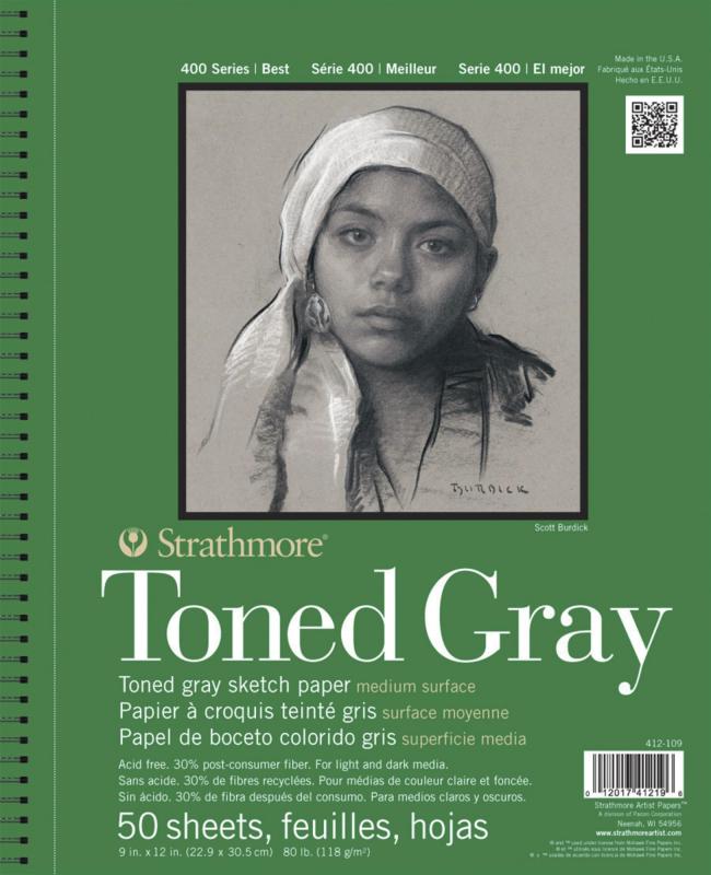 Strathmore Spiral Toned Sketch Book 9"X12"-Gray 50 Sheets (並行輸入品)