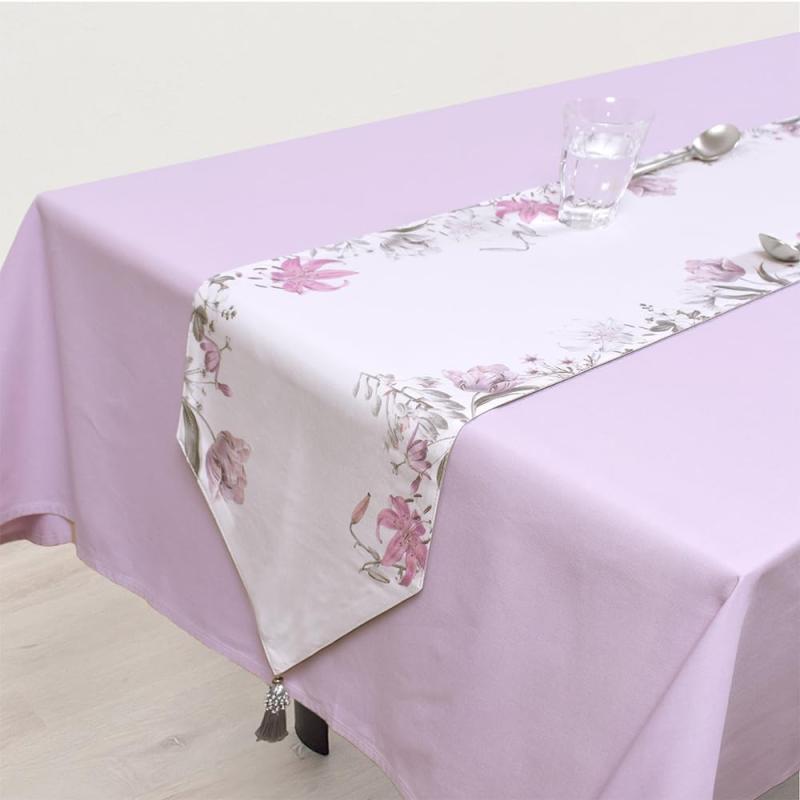 スタイルデコール(STYLE Decor) テーブルランナー・テーブルセンター (30cm×130cm) リバーシブル 綿100% リリーフラワー W5405110リリーフラワー：繊細なタッチでユリやチューリップなどの様々な花が描かれた、ロ...