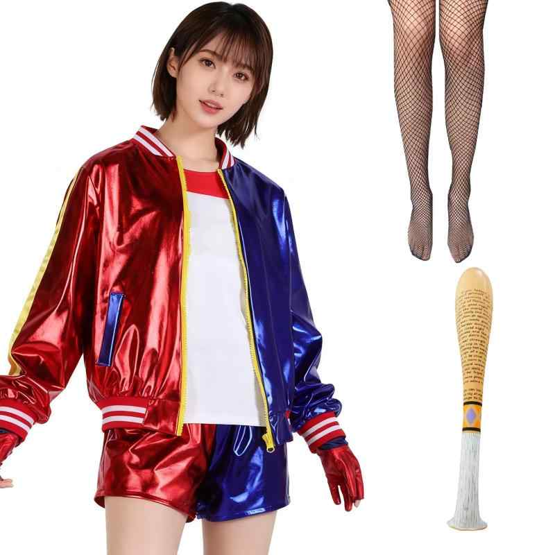 [Yi-gog] ハーレクイン 衣装ハーレイクイン コスプレ衣装 大人 コスチューム ハロウィン仮装 女の子 ジョーカー コスプレ 変装 仮装 cosplay ハロウィン イベント 学園祭 文化祭 舞台【セット内容】ジャケット、ショートパン...