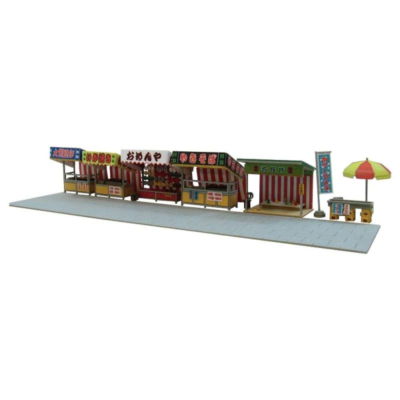 さんけい(Sankei) 1/150 なつかしのジオラマシリーズ 露店セットA ペーパークラフト<b>本体サイズ :</b>ラムネ売り:W20×D20×H20mm、輪投げ:W20×D19×H18mm、露店大:W20×...