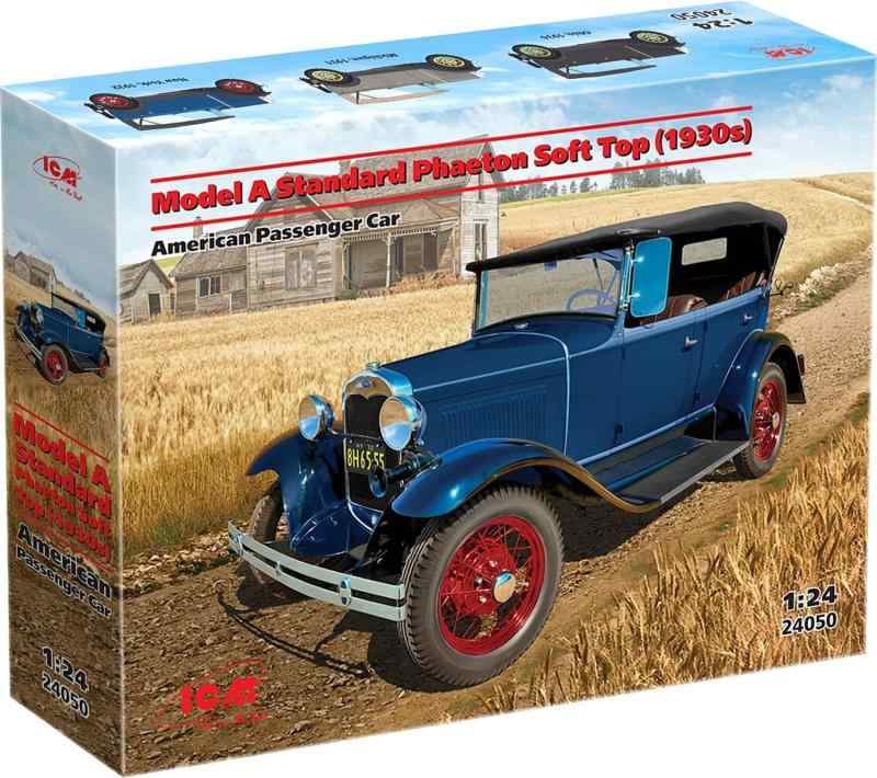 ICM 1/24 フォード モデルA フェートン ソフトトップ (1930s) プラモデル 24050組み立て塗装が必要なプラモデル。別途、接着剤や工具、塗料等が必要。1/24スケール未塗装プラスチック組み立てキット完全新金型完成時サイズ:...