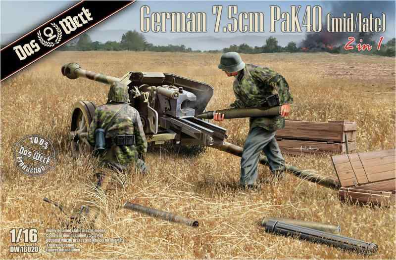 ダス・ヴェルク 1/16 ドイツ 7.5cm PaK40(中/後期型) 2in1 プラモデル USCDW16020 (大砲)組み立て塗装が必要なプラモデル。別途、接着剤や工具、塗料等が必要。1/16スケール未塗装プラスチック組み立てキット移...