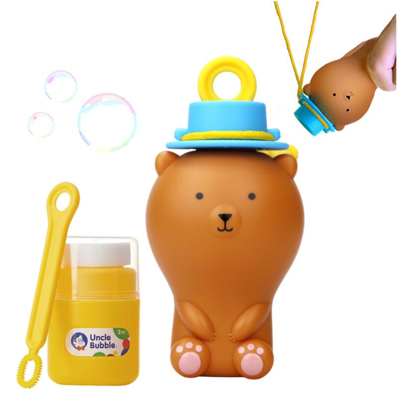 Uncle Bubble しゃぼん玉 逆さにしても零れない不思議な容器のしゃぼん玉セット UB131_IBBアンクルバブルの特製しょぼん玉液は、一度にたくさん出来て、長時間割れずに飛び続けます。不思議なこぼれ防止の特別容器。子供が喜ぶクマの...