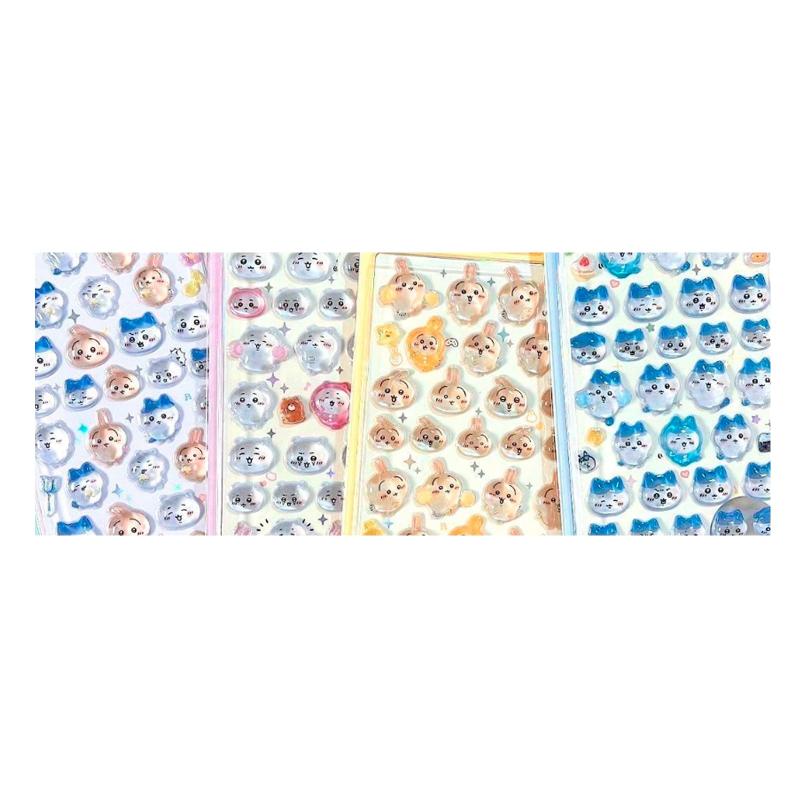 [SENDENG] 4点セット うさぎ ハチワレ 実心 3D立体ステッカー 古本 モモンガ ゼリーシール 動物 キャラクター 癒し ストレス解消 文房具 手帳 ノート デコレーション DIY アルバム スマホケース 【サイズ】どうぞ写真をご...
