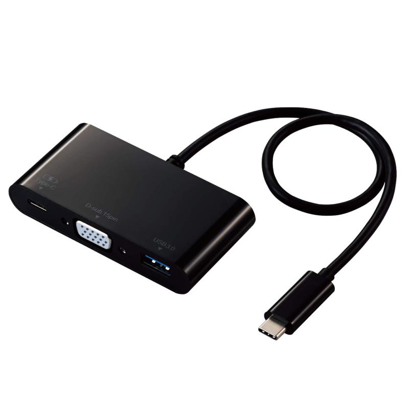 エレコム Type-Cドッキングステーション PD対応 充電&amp;データ転送 Type-C×1 USB3.1(Gen1)×1 ケーブル長30cm ブラック DST-Cシリーズ
