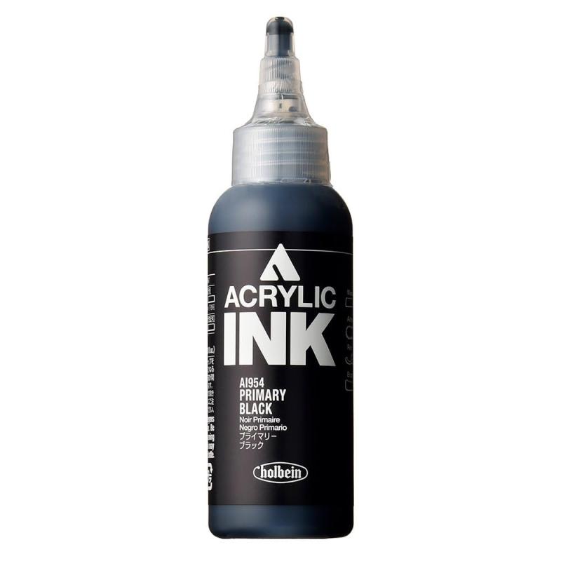 ホルベイン 液状アクリル樹脂絵具 アクリリックカラー インク 100ml 黒・グレー系